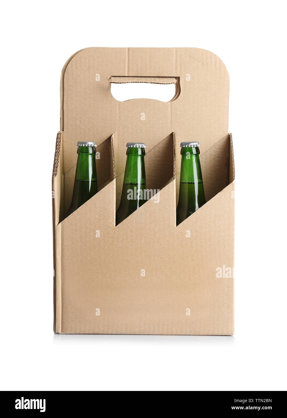 Paper beer package on white background Stock Photo - Alamy