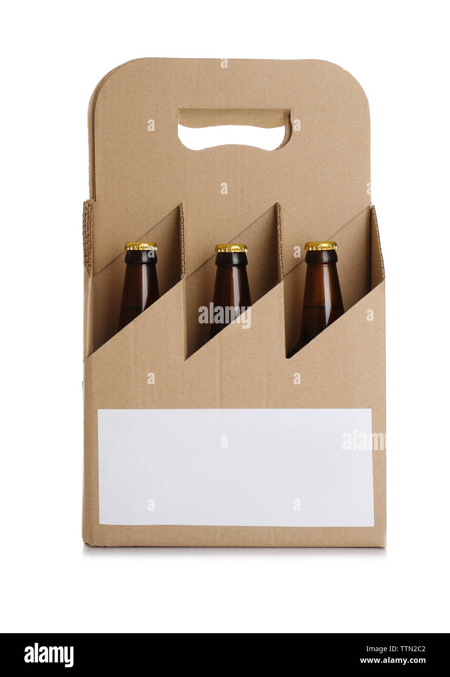 Paper beer package on white background Stock Photo - Alamy