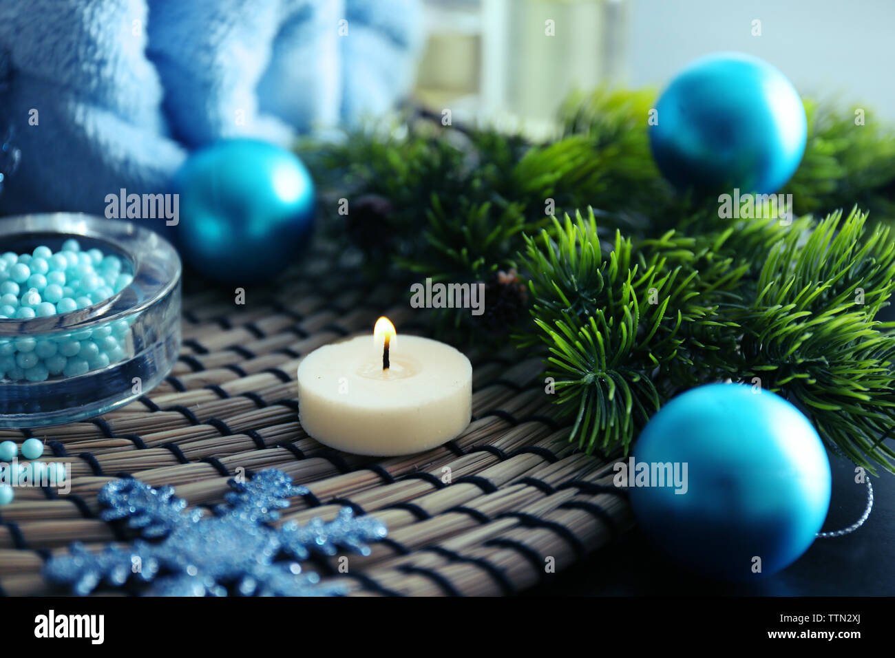 Spa treatment with Christmas decorations Stock Photo - Alamy