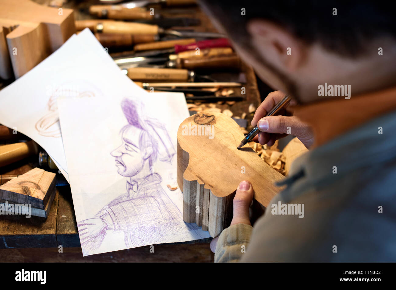 Wood working drawing hi-res stock photography and images - Alamy