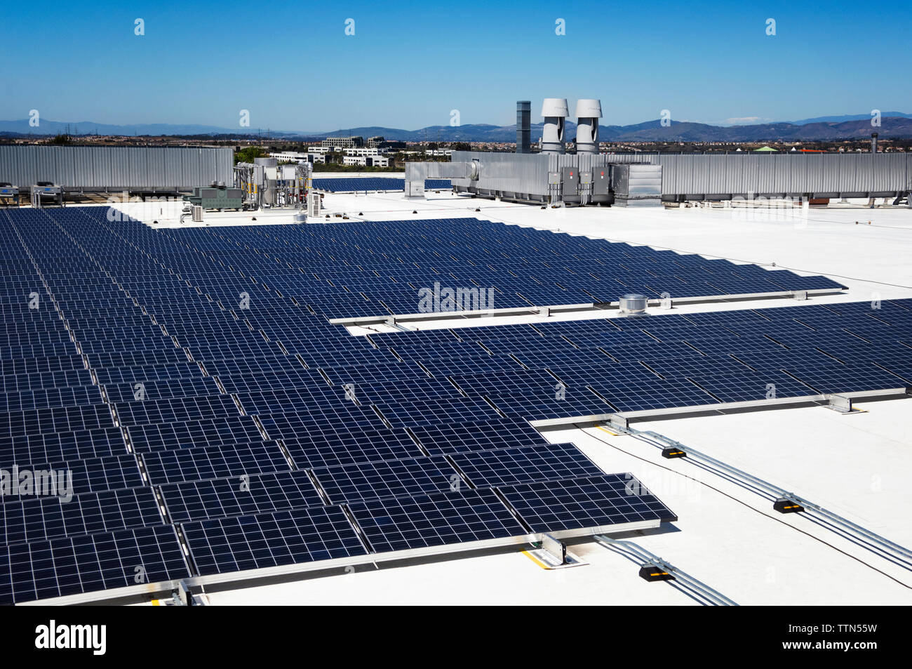 Solar panels at industry Stock Photo - Alamy