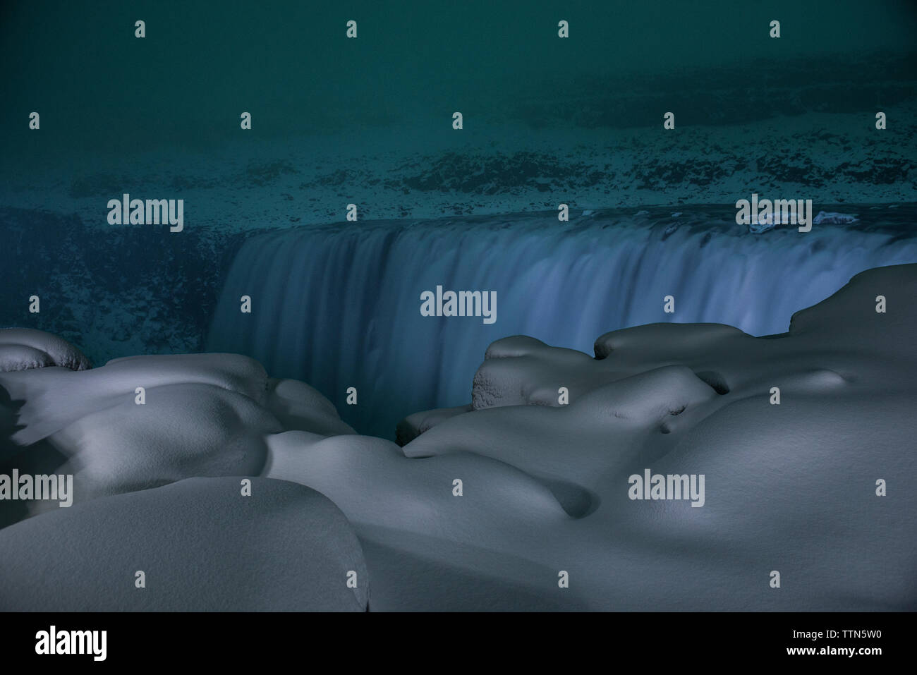 Winter frozen waterfall night hi-res stock photography and images - Alamy
