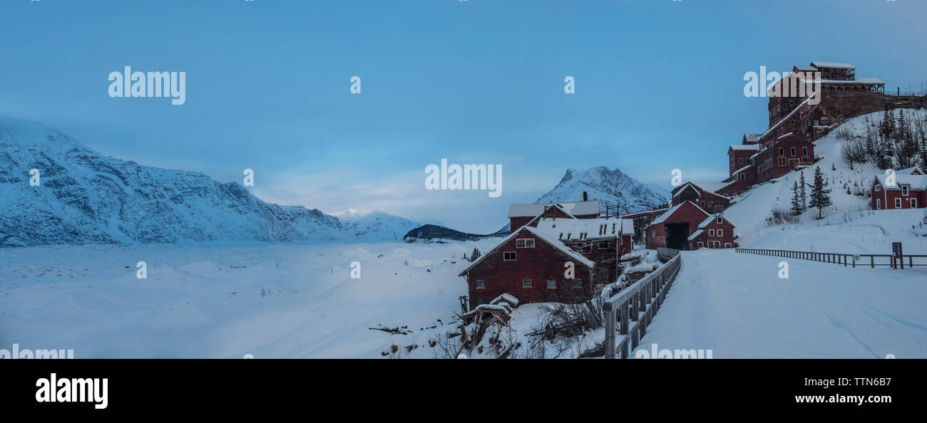 Scenic view of copper mine buildings in Alaska Stock Photo - Alamy