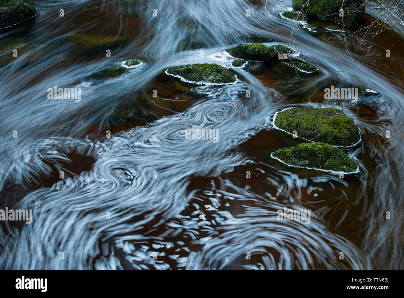 High angle majestic view of waterfall at Mystic Beach Stock Photo - Alamy