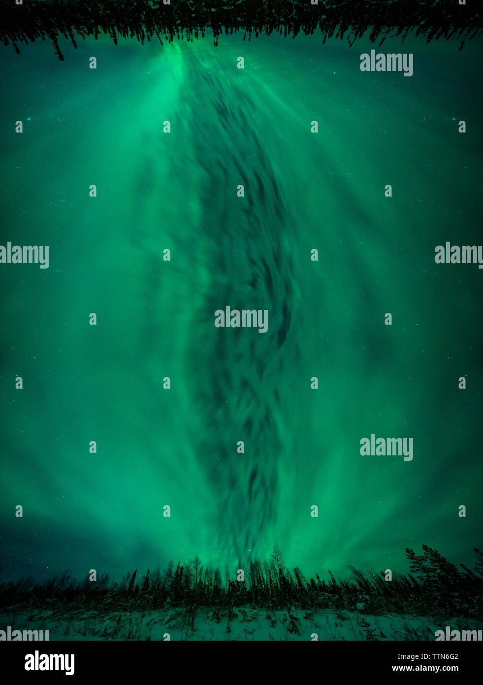 Symmetrical image of aurora borealis Stock Photo - Alamy