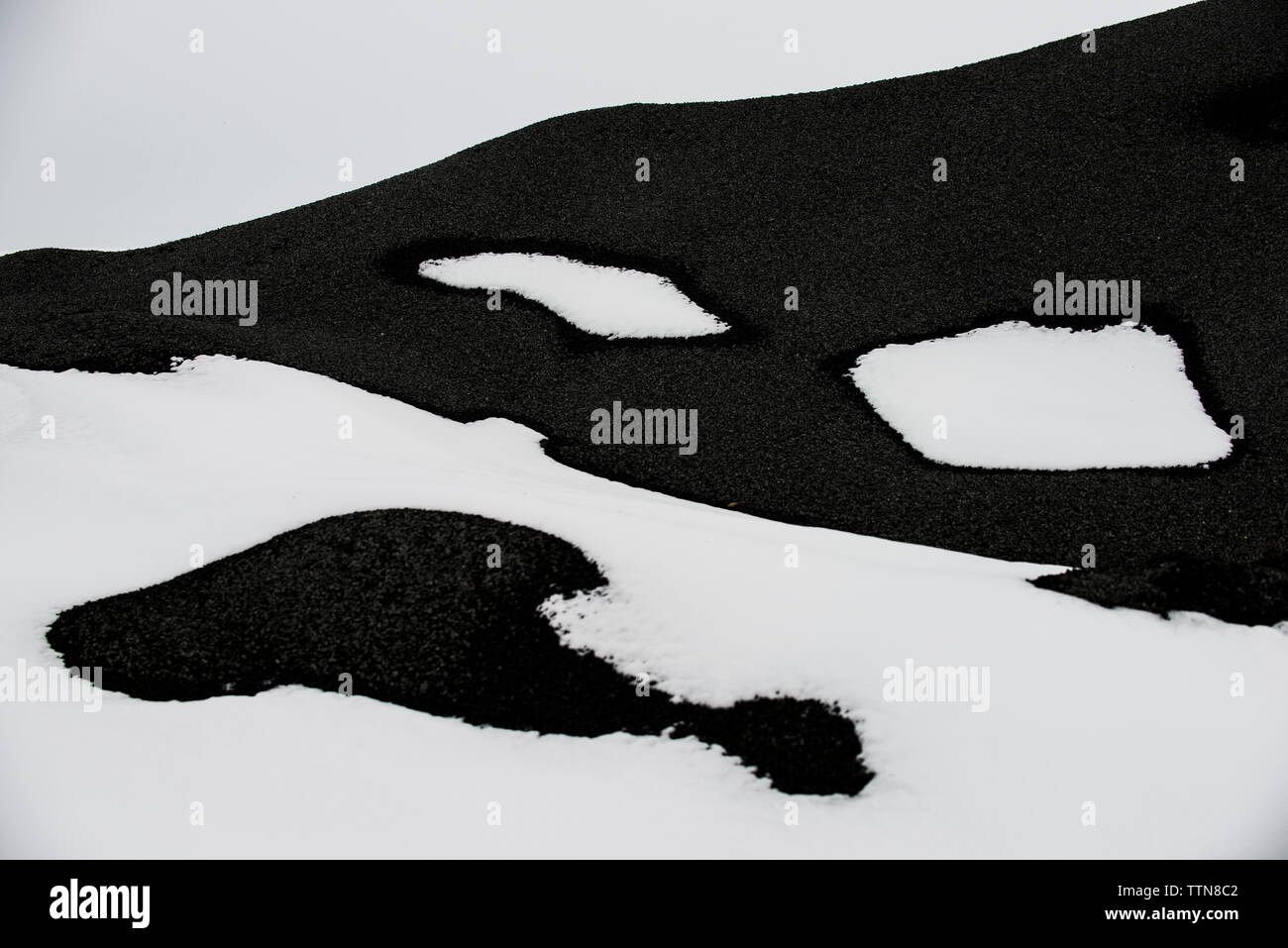 High angle view of snowy landscape Stock Photo - Alamy