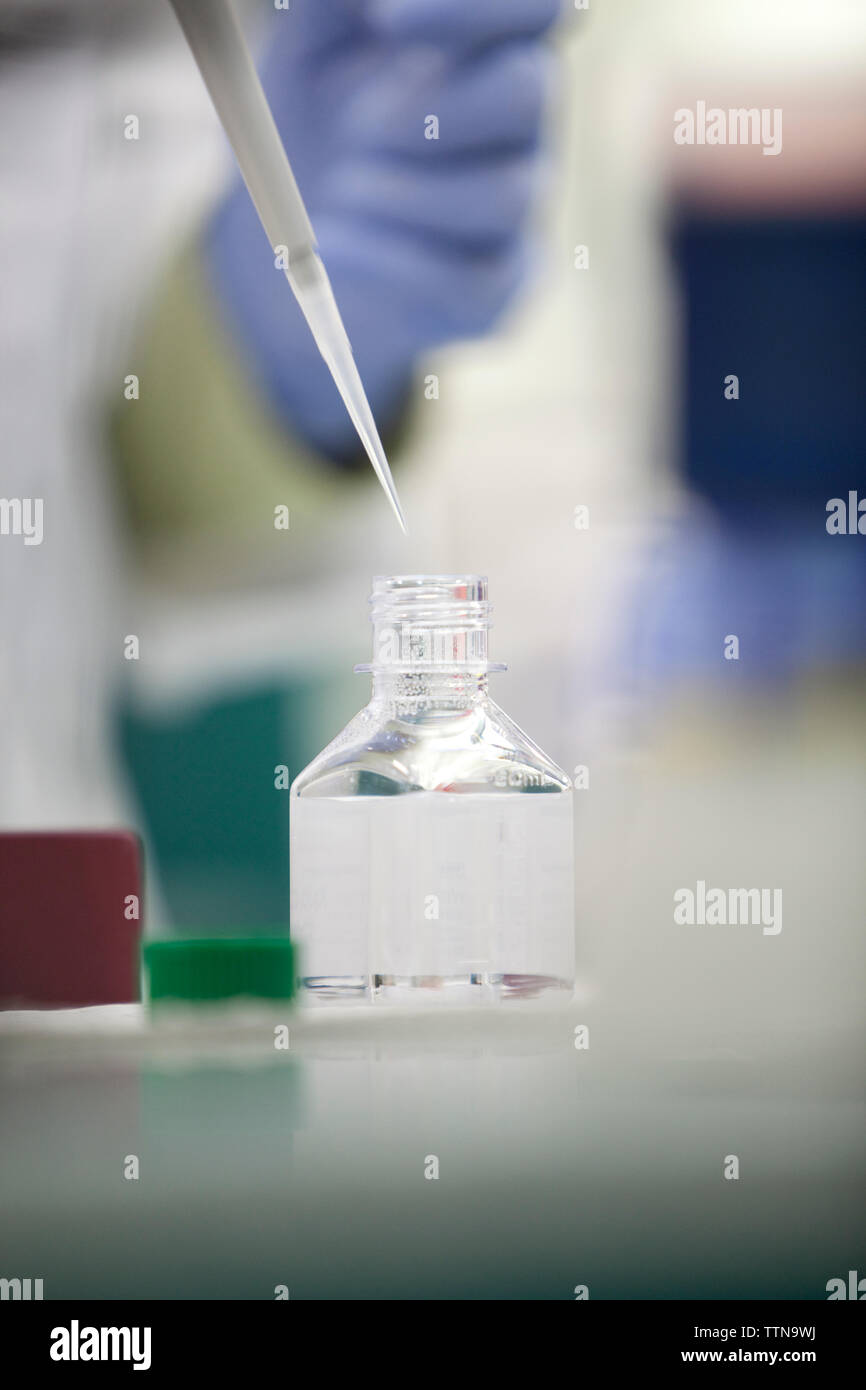 Scientist using pipette in laboratory Stock Photo - Alamy
