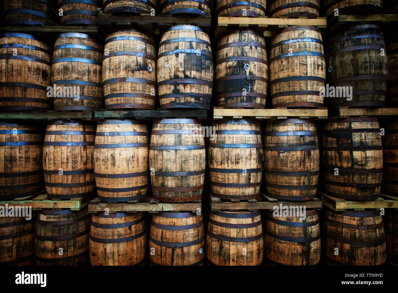 Stack of wooden barrels Stock Photo - Alamy