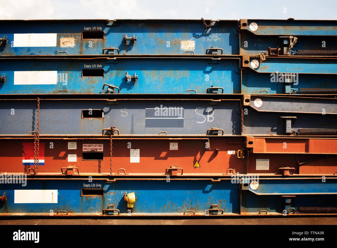 Stack of cargo container parts Stock Photo - Alamy