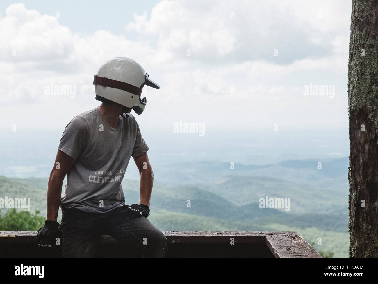 Man wearing crash helmet hi-res stock photography and images - Alamy