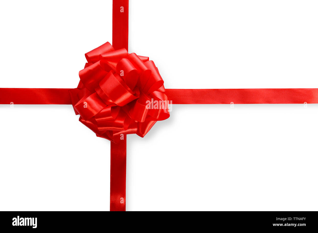 Red ribbon with big bow isolated on white Stock Photo - Alamy