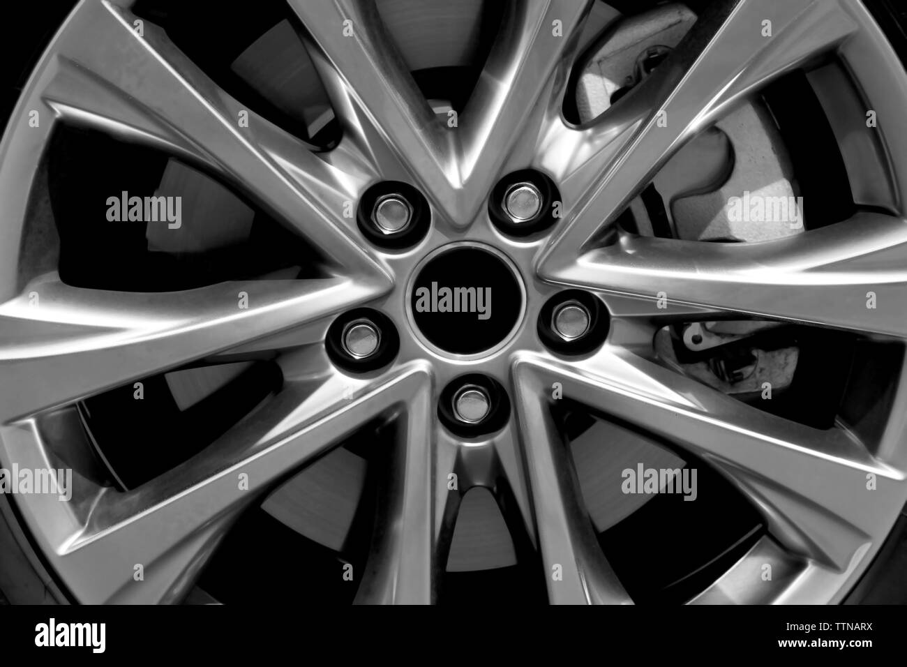 Car wheel rim spokes Black and White Stock Photos & Images - Alamy