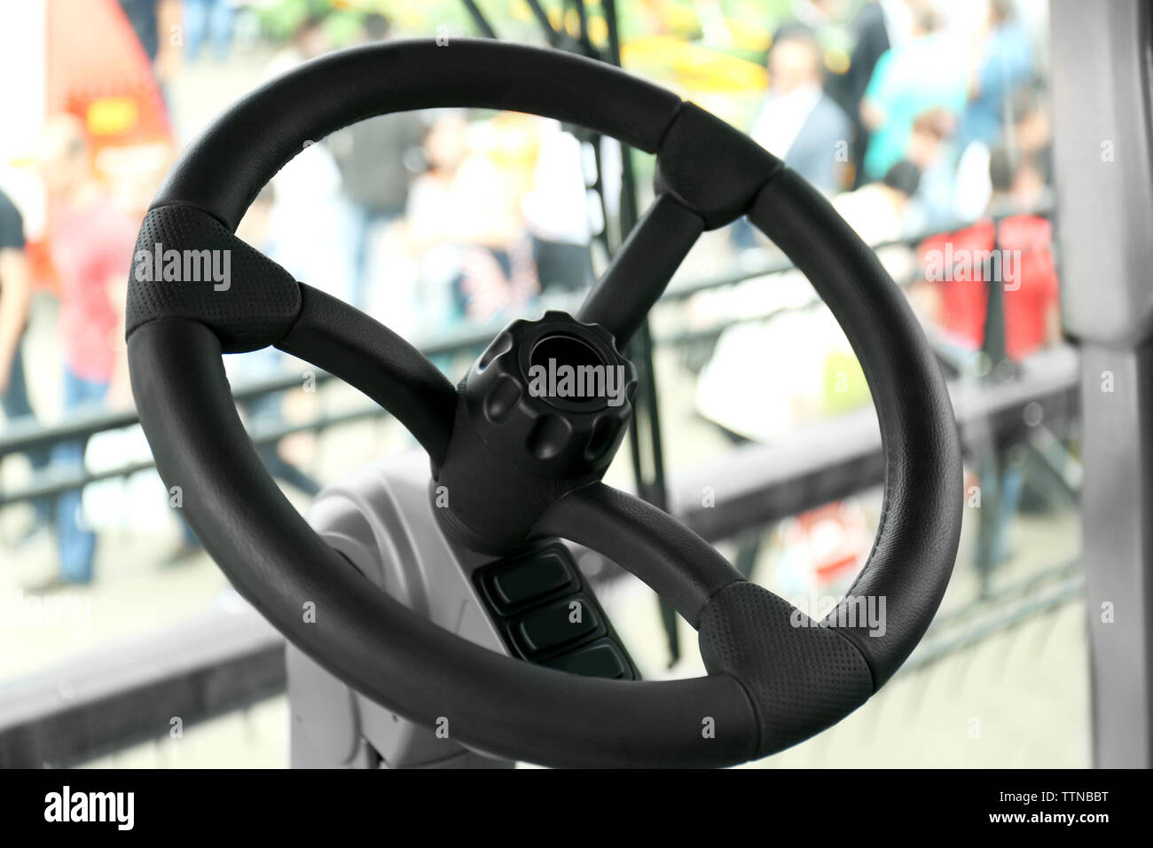 Steering wheel of modern tractor Stock Photo - Alamy