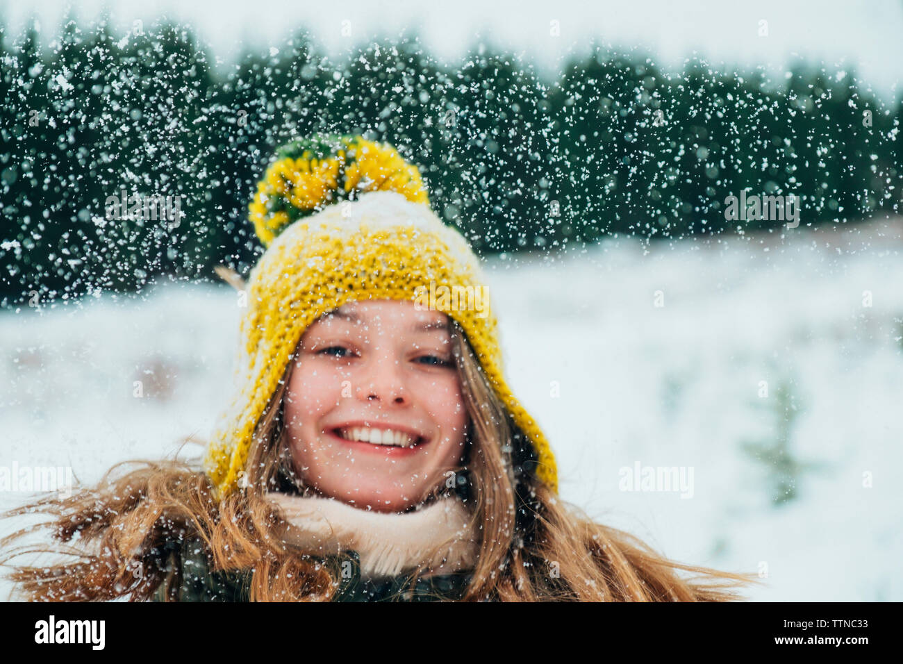 beautiful girl in snow Stock Photo - Alamy