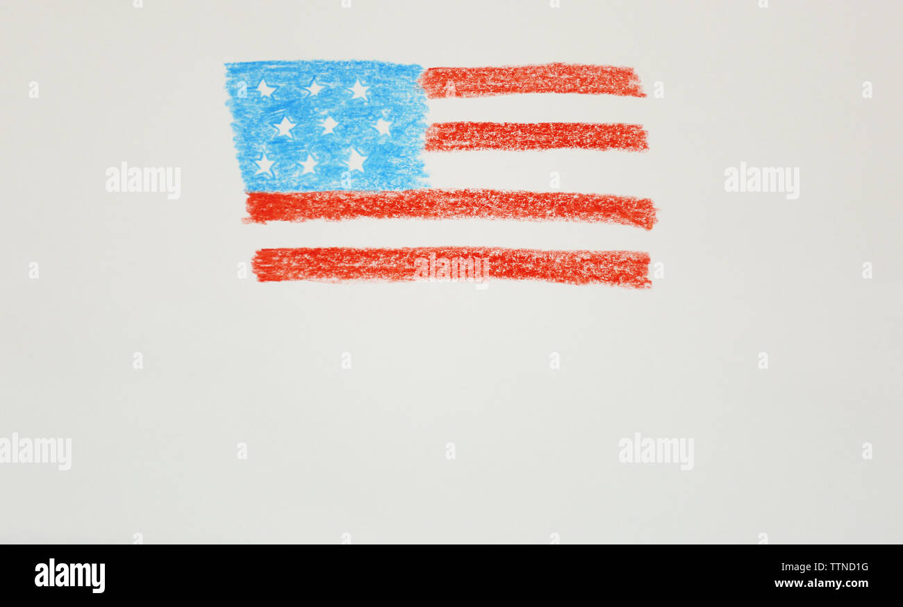 Child's drawing of American flag on paper Stock Photo - Alamy