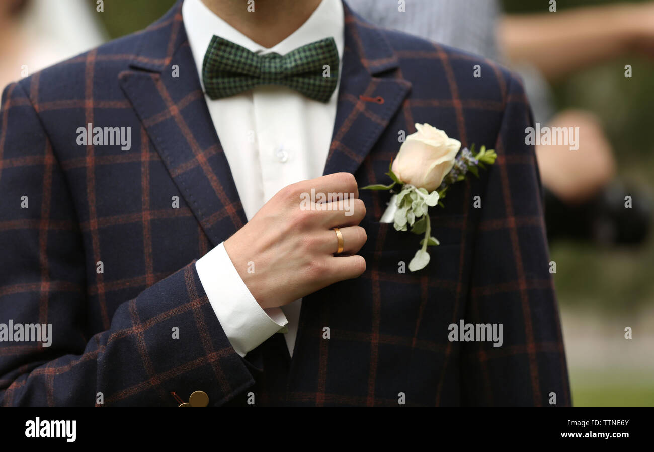 Stylish groom on wedding Stock Photo - Alamy