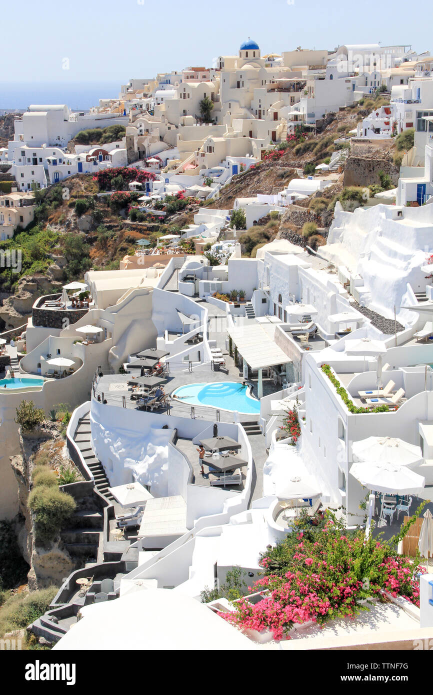 High angle view of houses in town Stock Photo - Alamy