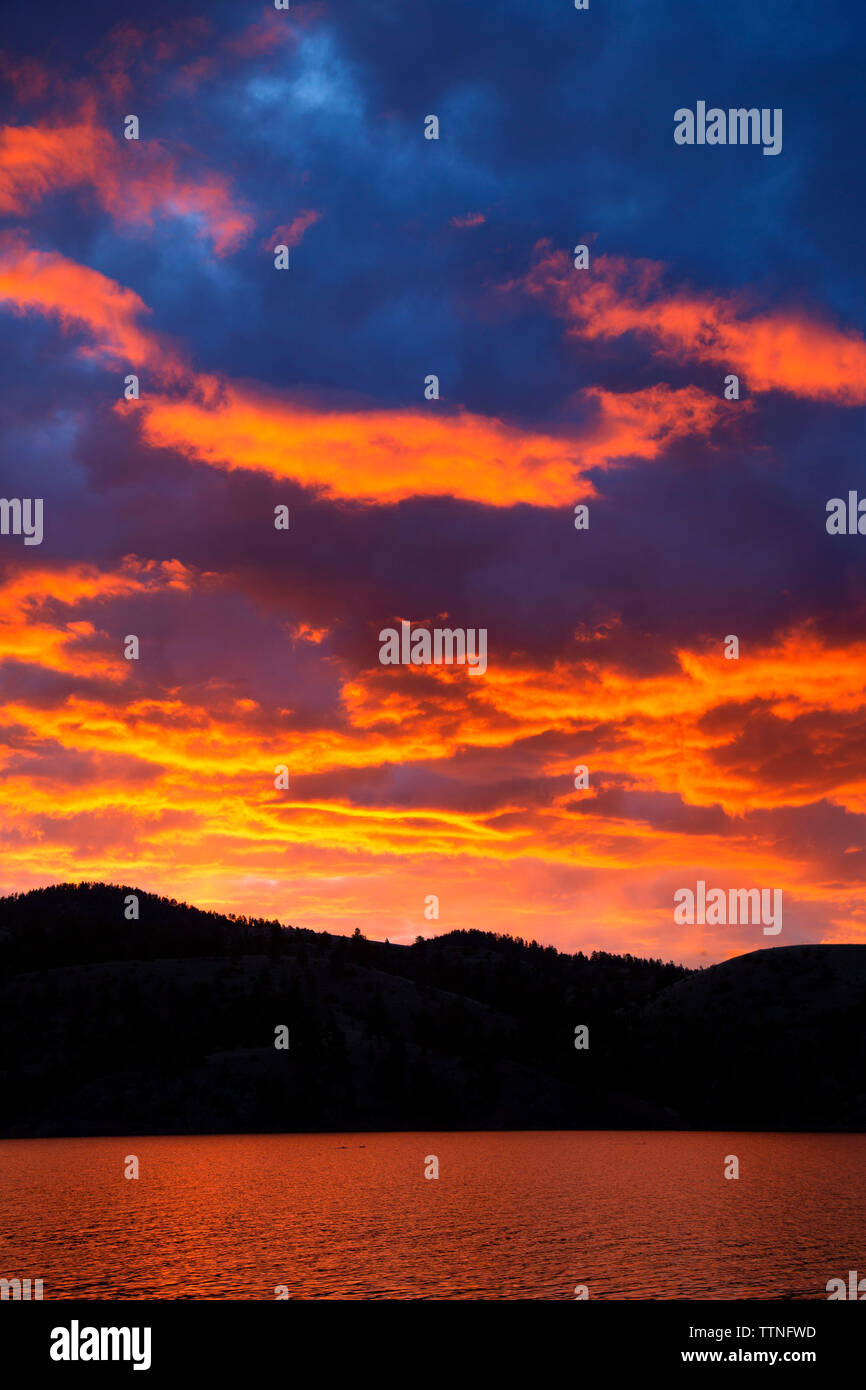 Hauser Reservoir sunrise, Black Sandy State Park, Montana Stock Photo ...