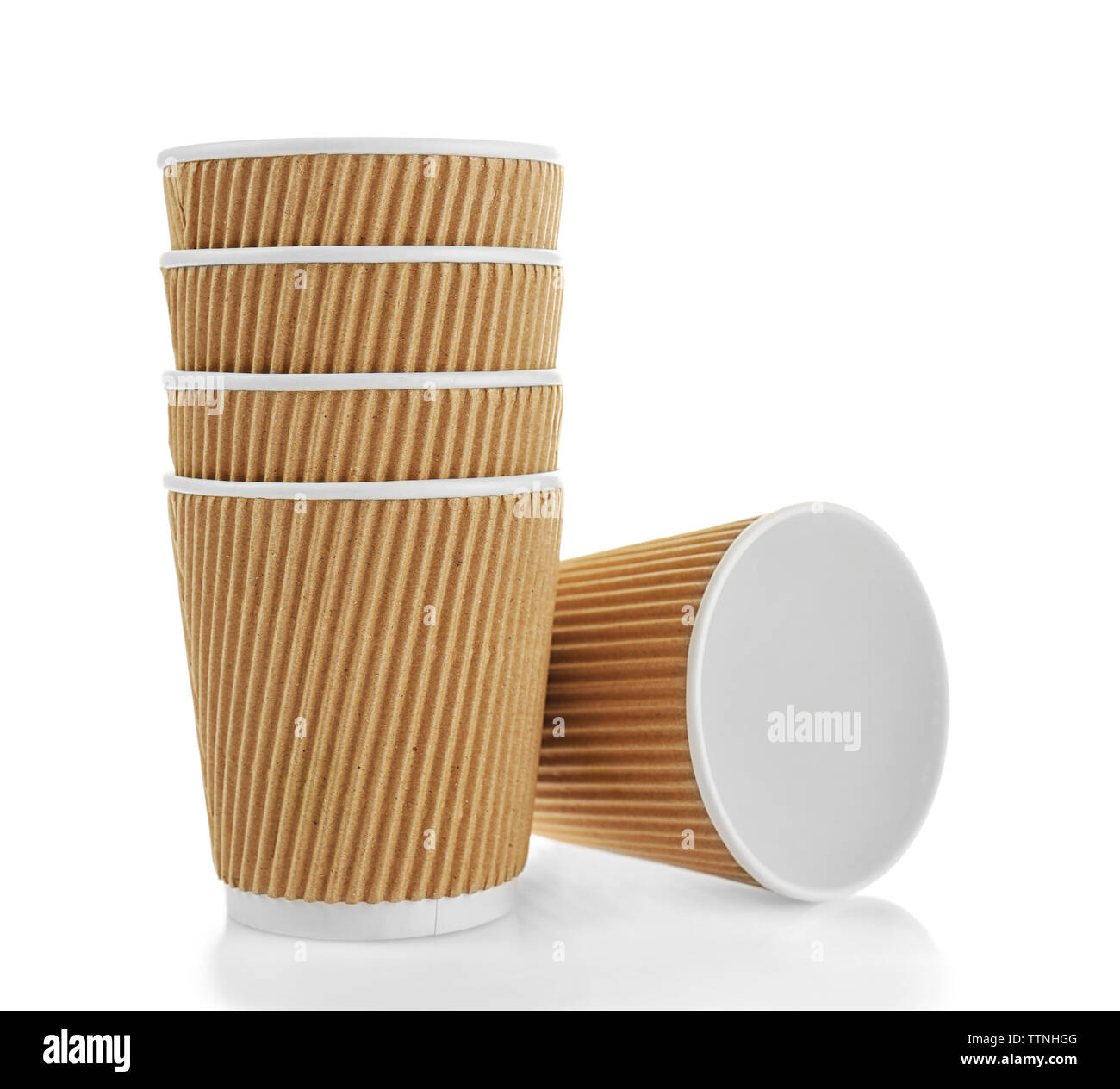 Coffee cardboard cups isolated on white Stock Photo - Alamy