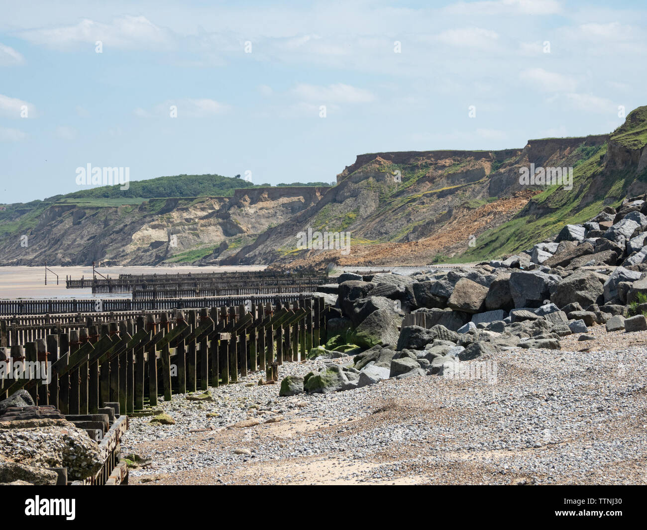 Sidestrand cliff fall and beach Norfolk June 2019 Stock Photo - Alamy