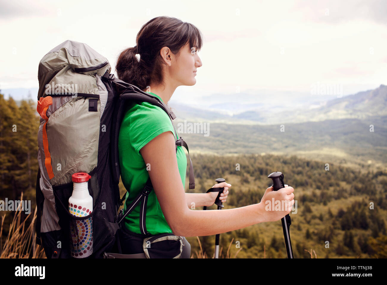 Female hiker backpack poles hi-res stock photography and images - Alamy