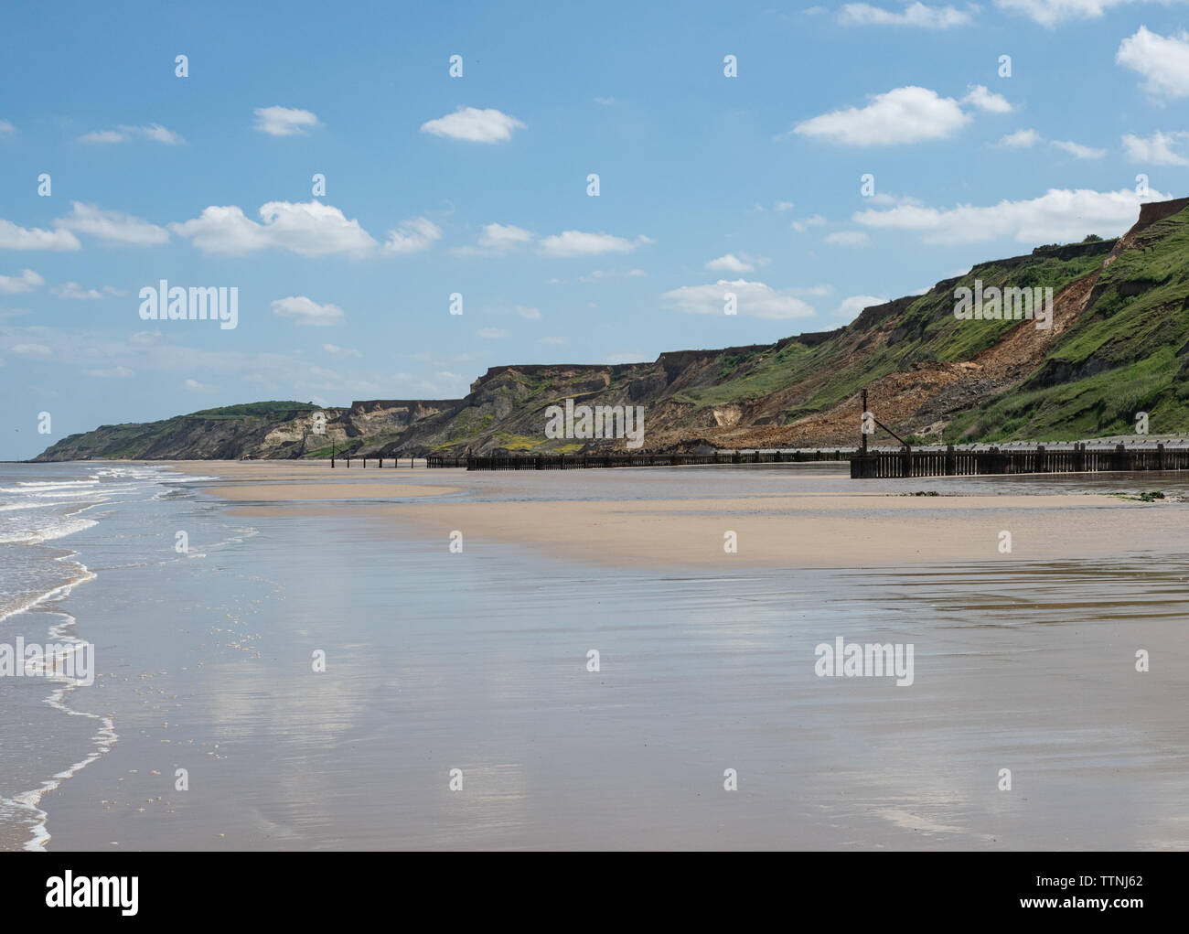Sidestrand cliff fall and beach Norfolk June 2019 Stock Photo - Alamy