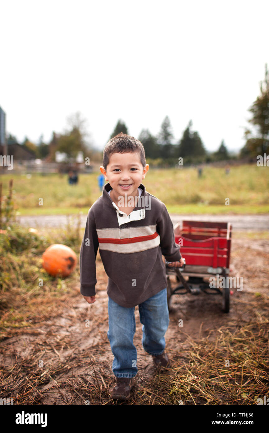 Boy pulling wagon hi-res stock photography and images - Alamy