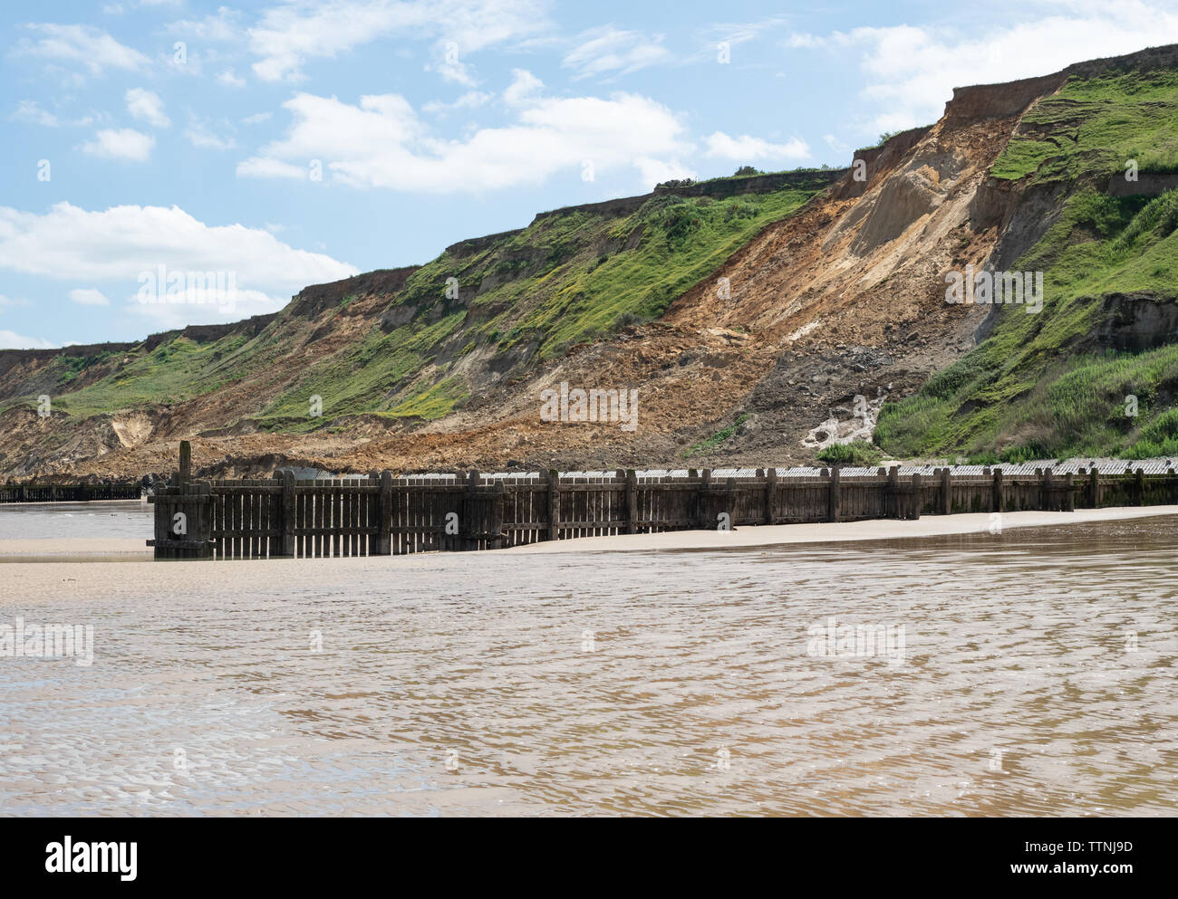 Sidestrand cliff fall and beach Norfolk June 2019 Stock Photo - Alamy