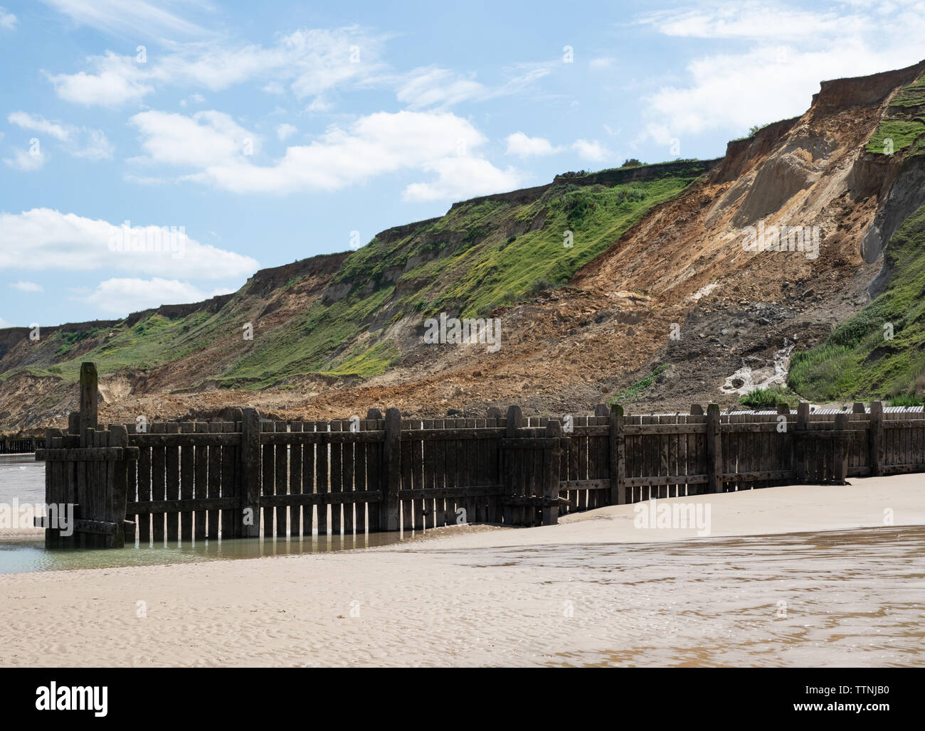 Sidestrand cliff fall and beach Norfolk June 2019 Stock Photo - Alamy