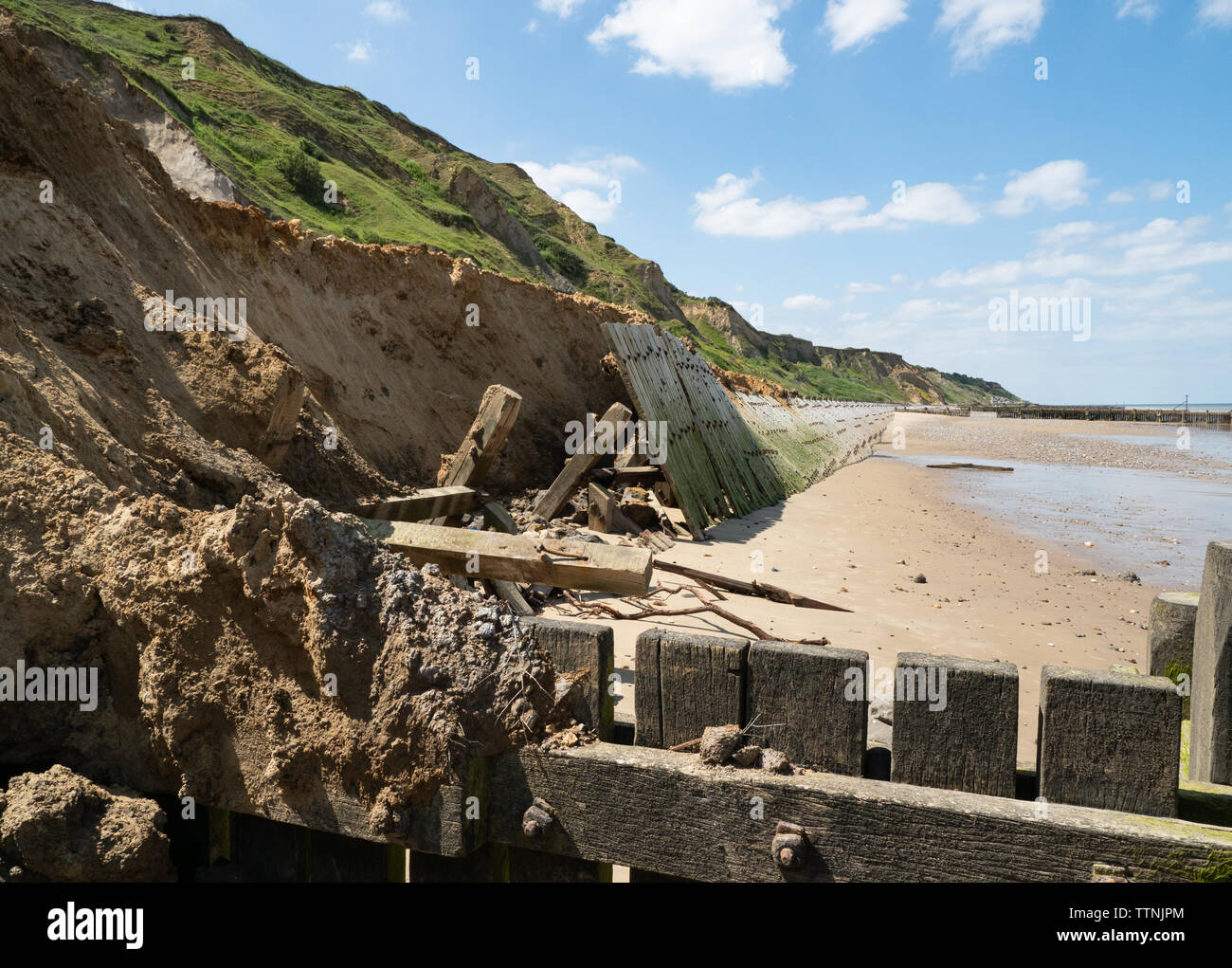 Sidestrand cliff fall and beach Norfolk June 2019 Stock Photo - Alamy