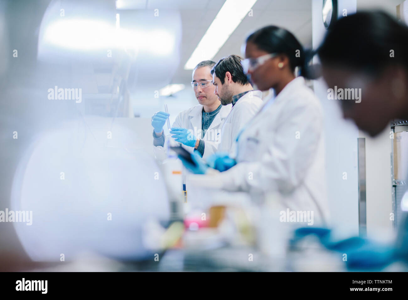 Doctors examining test tubes in laboratory Stock Photo - Alamy