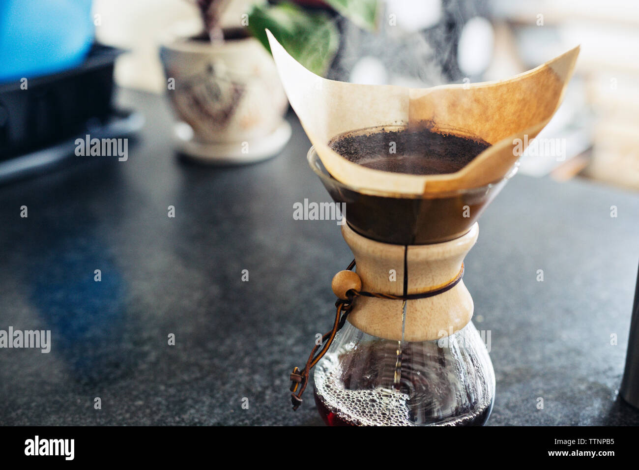 Close-up of coffee filter on kitchen counter Stock Photo - Alamy