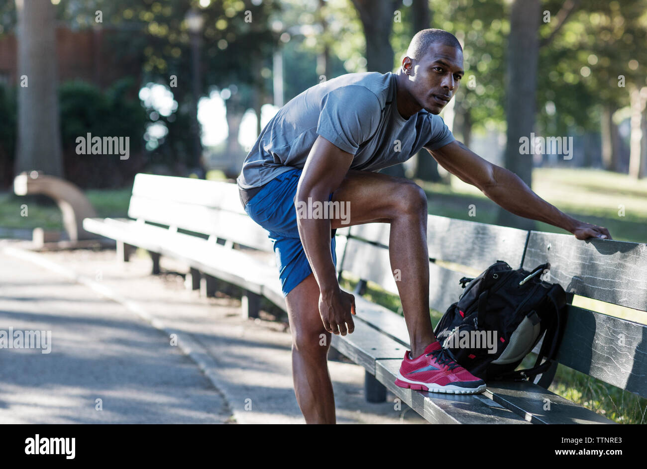 Exercise park usa bench hi-res stock photography and images - Alamy