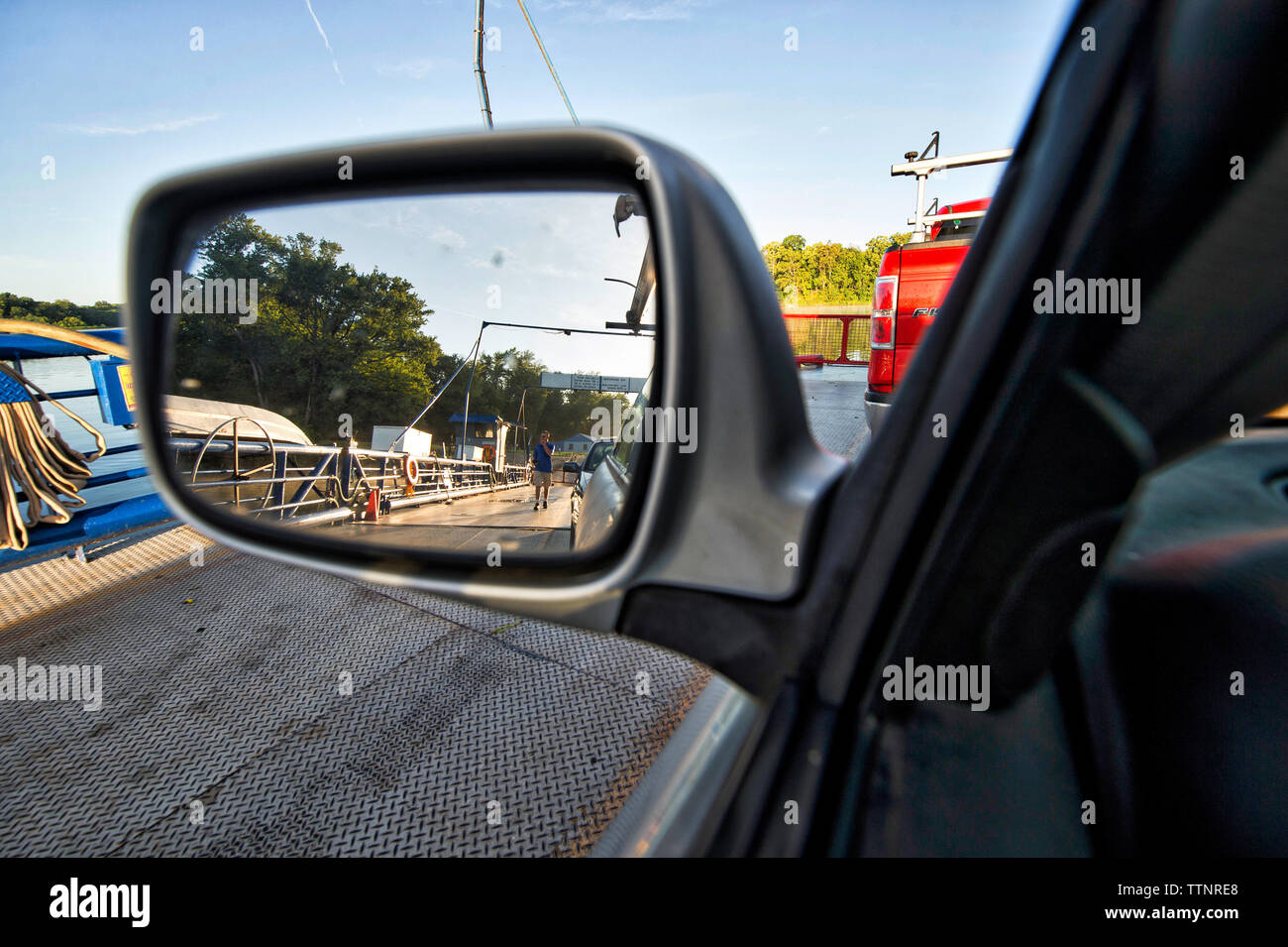 UNITED STATES - August 15, 2016: Josh Webster ferry operator at Whites ...