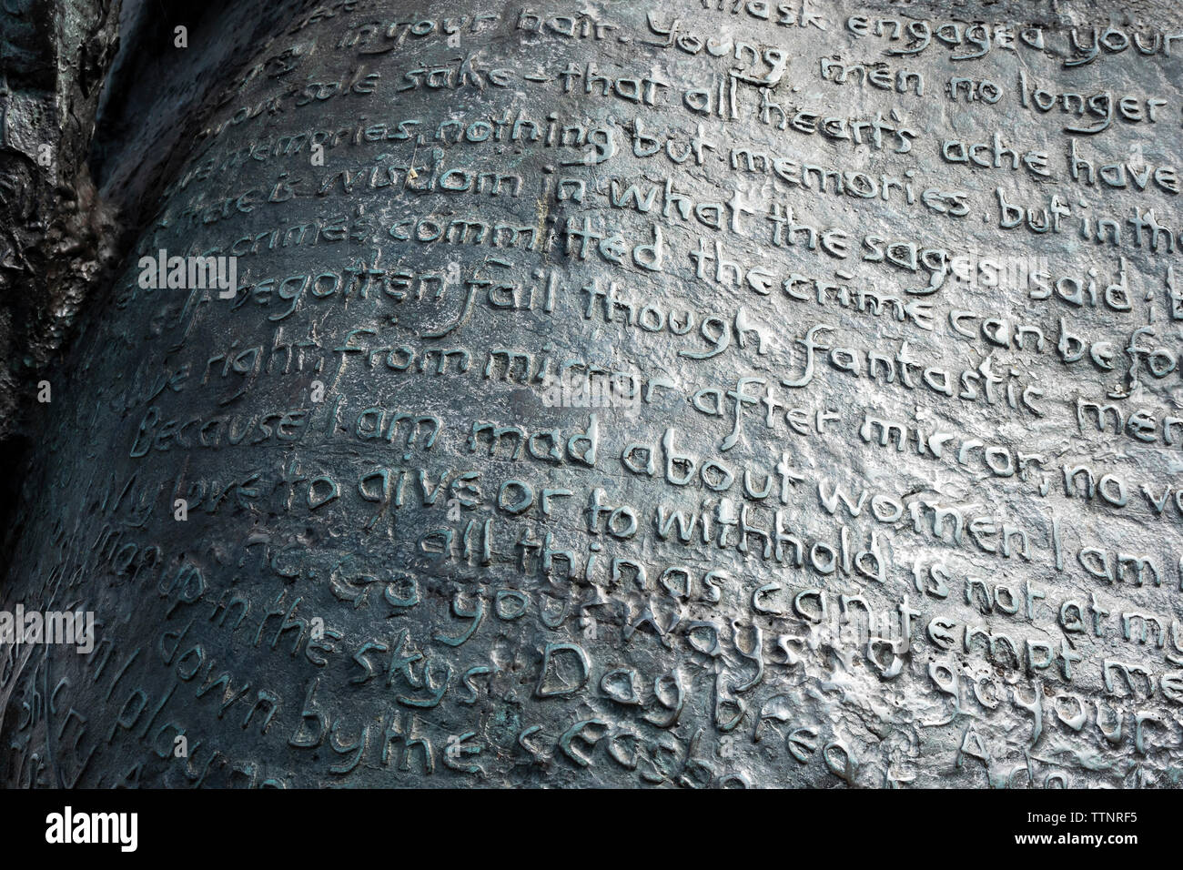 Details of the poem on Yeats memorial in Sligo Town, Ireland Stock ...