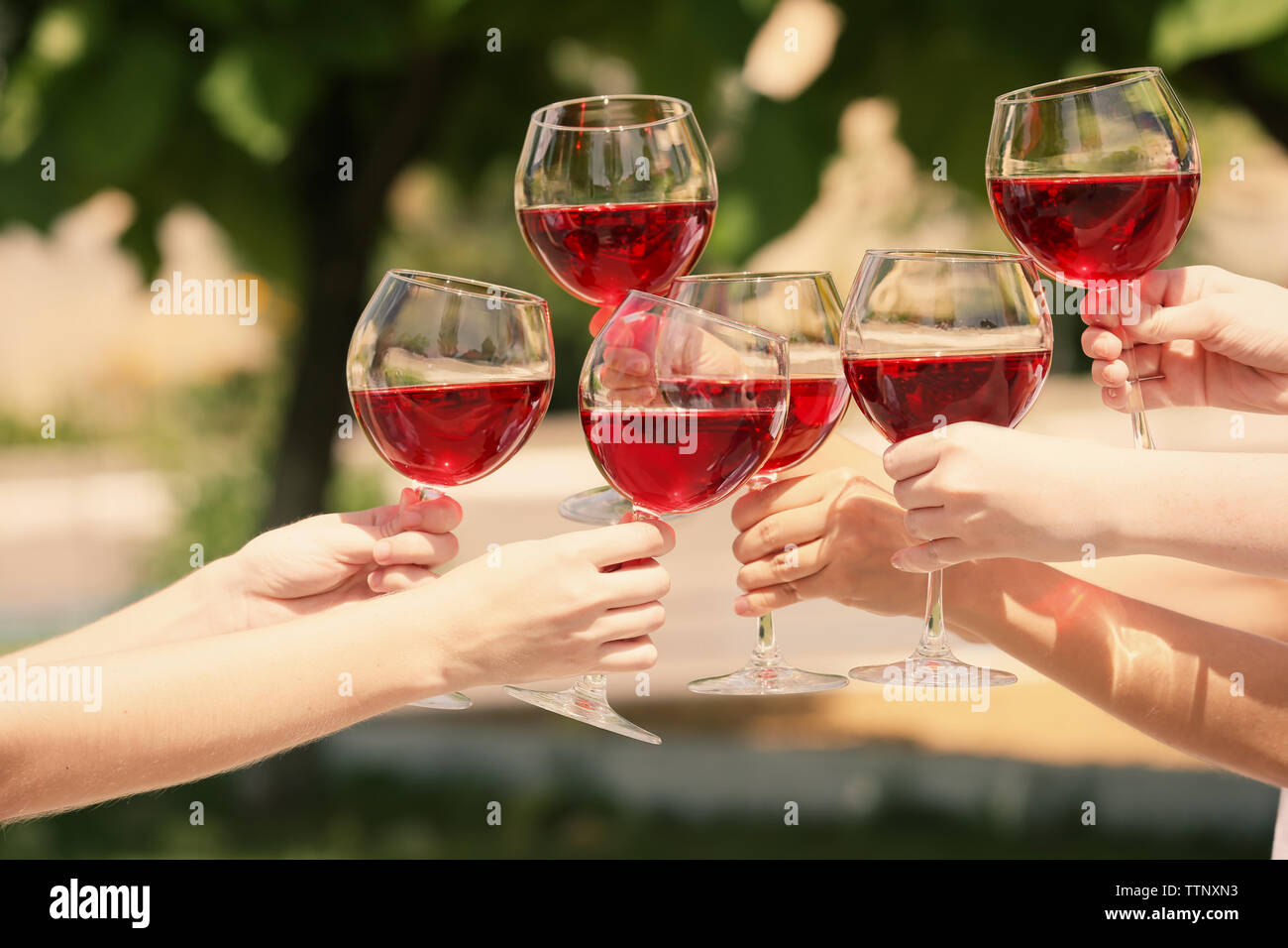 Hands clinking glasses hi-res stock photography and images - Alamy