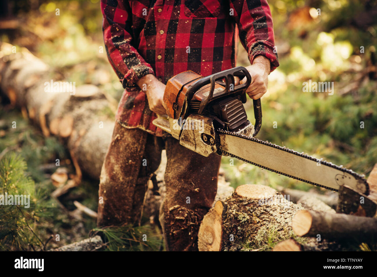 Old man cutting log hi-res stock photography and images - Alamy