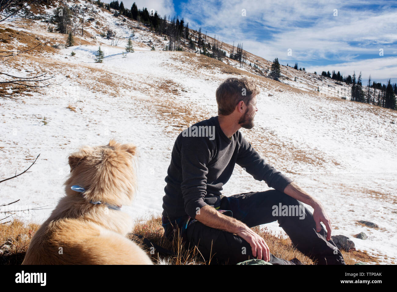 Person relaxing with dog hi-res stock photography and images - Alamy