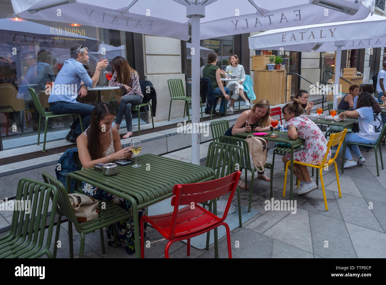 Paris, FRANCE, Crowd People outside Italian Food Court, Store and ...
