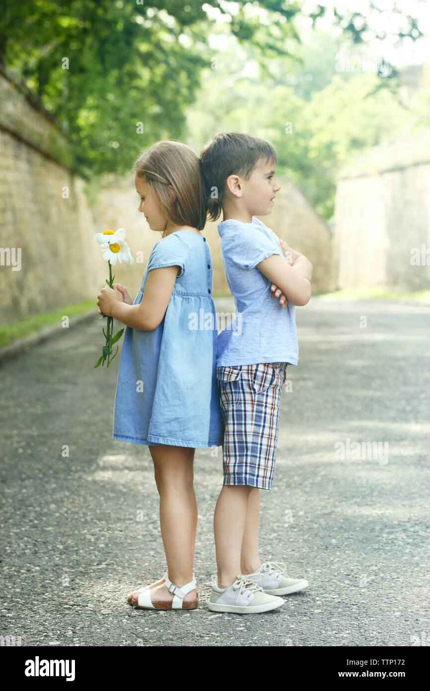 Small friendly kids on street Stock Photo - Alamy