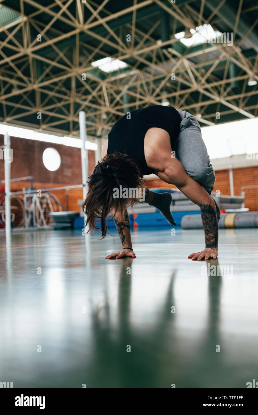 Man practicing handstand at gym Stock Photo - Alamy