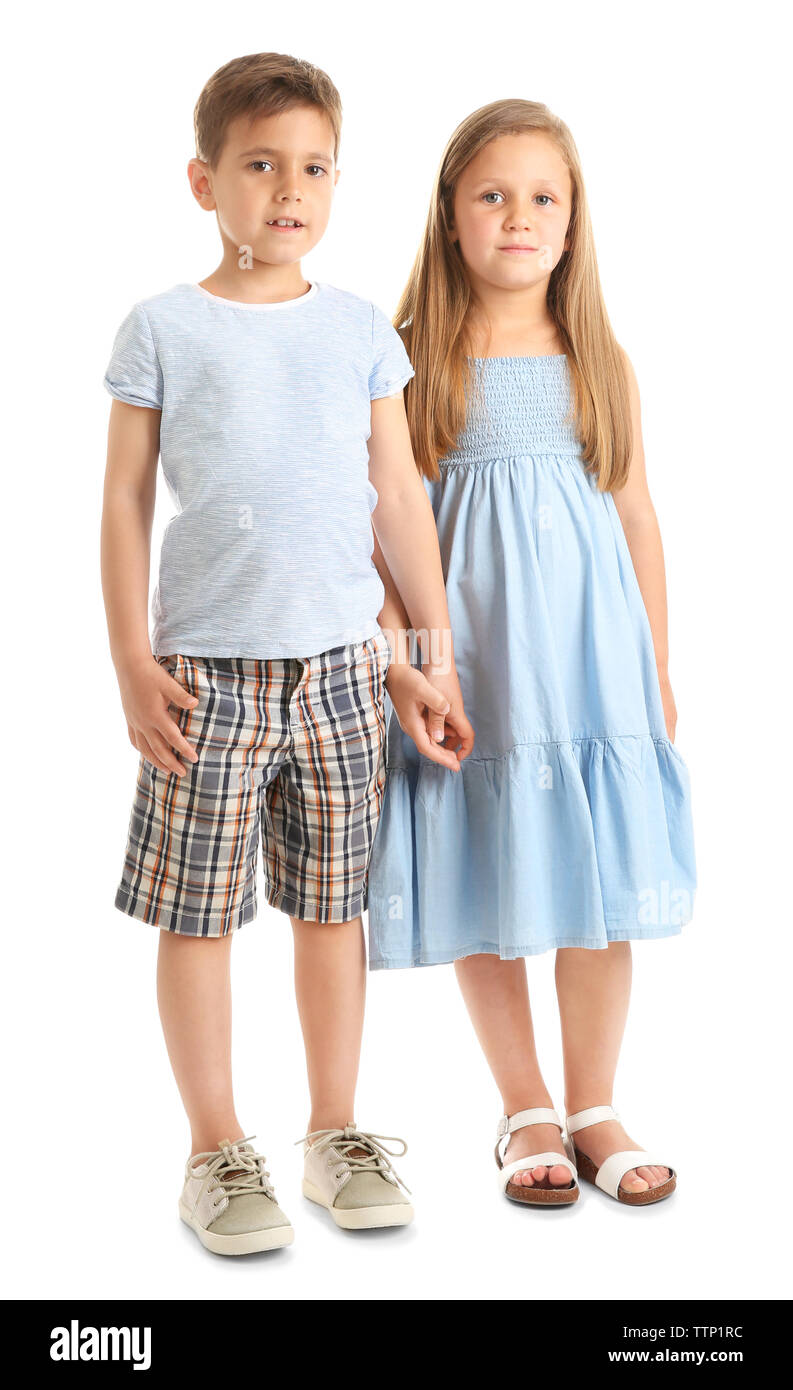Small friendly kids, isolated on white Stock Photo - Alamy