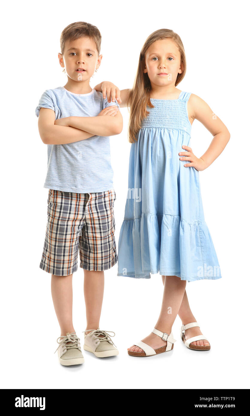 Small friendly kids, isolated on white Stock Photo - Alamy