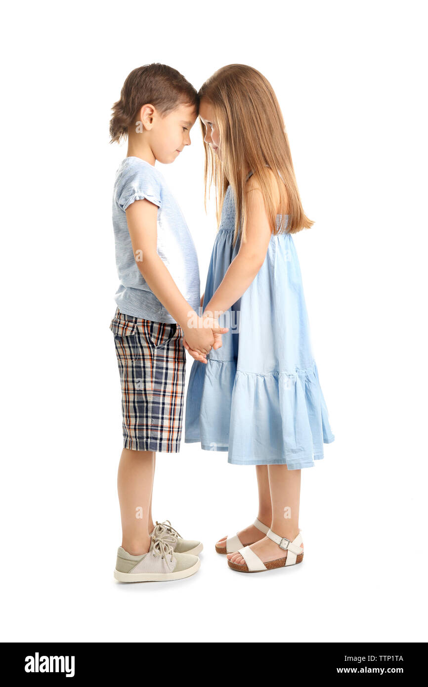 Small friendly kids, isolated on white Stock Photo - Alamy