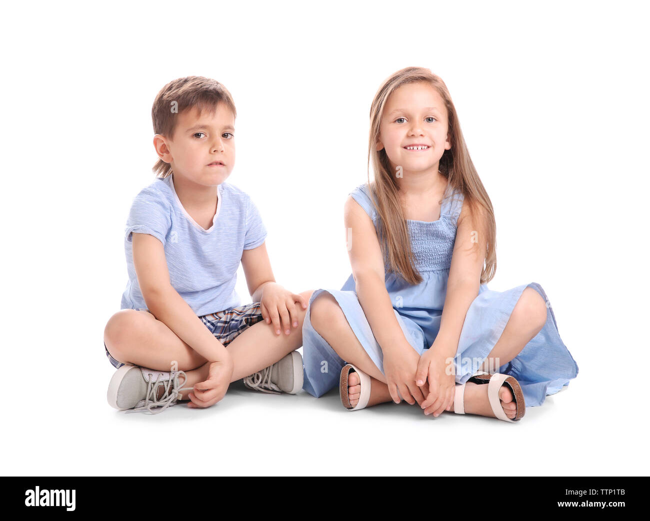 Small friendly kids, isolated on white Stock Photo - Alamy