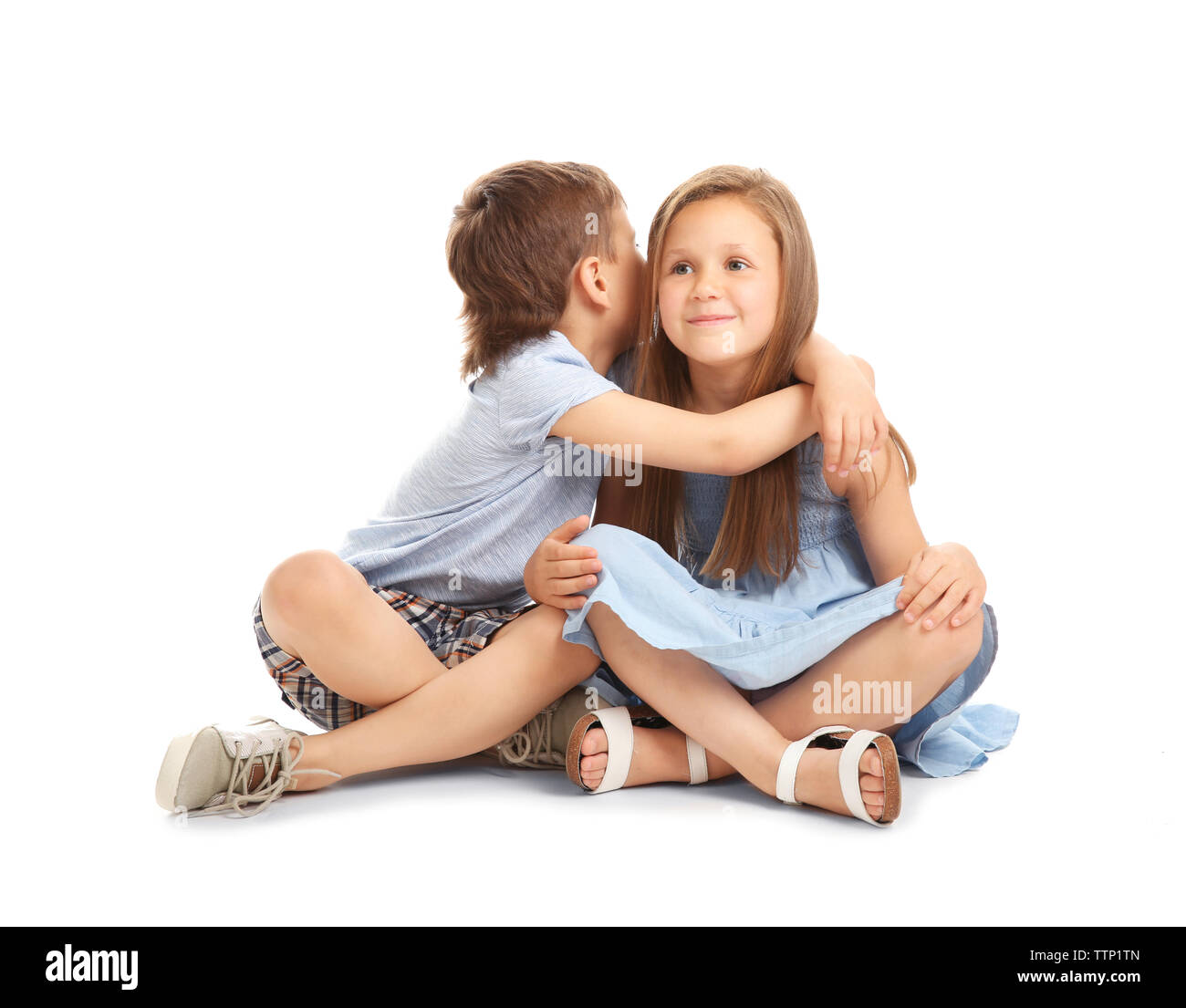 Small friendly kids, isolated on white Stock Photo - Alamy