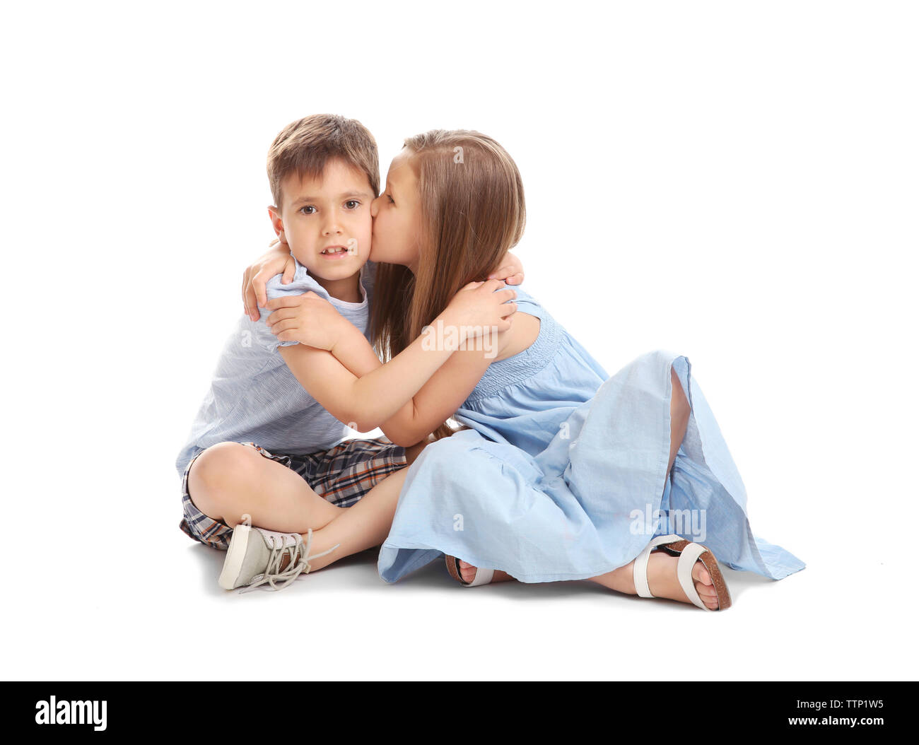 Small friendly kids, isolated on white Stock Photo - Alamy