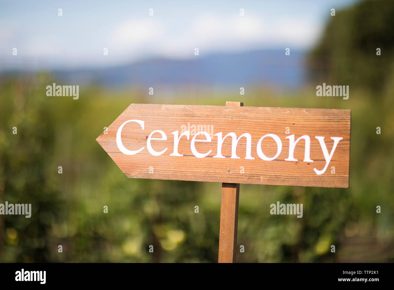 Close-up of ceremony text on sign board at field Stock Photo - Alamy