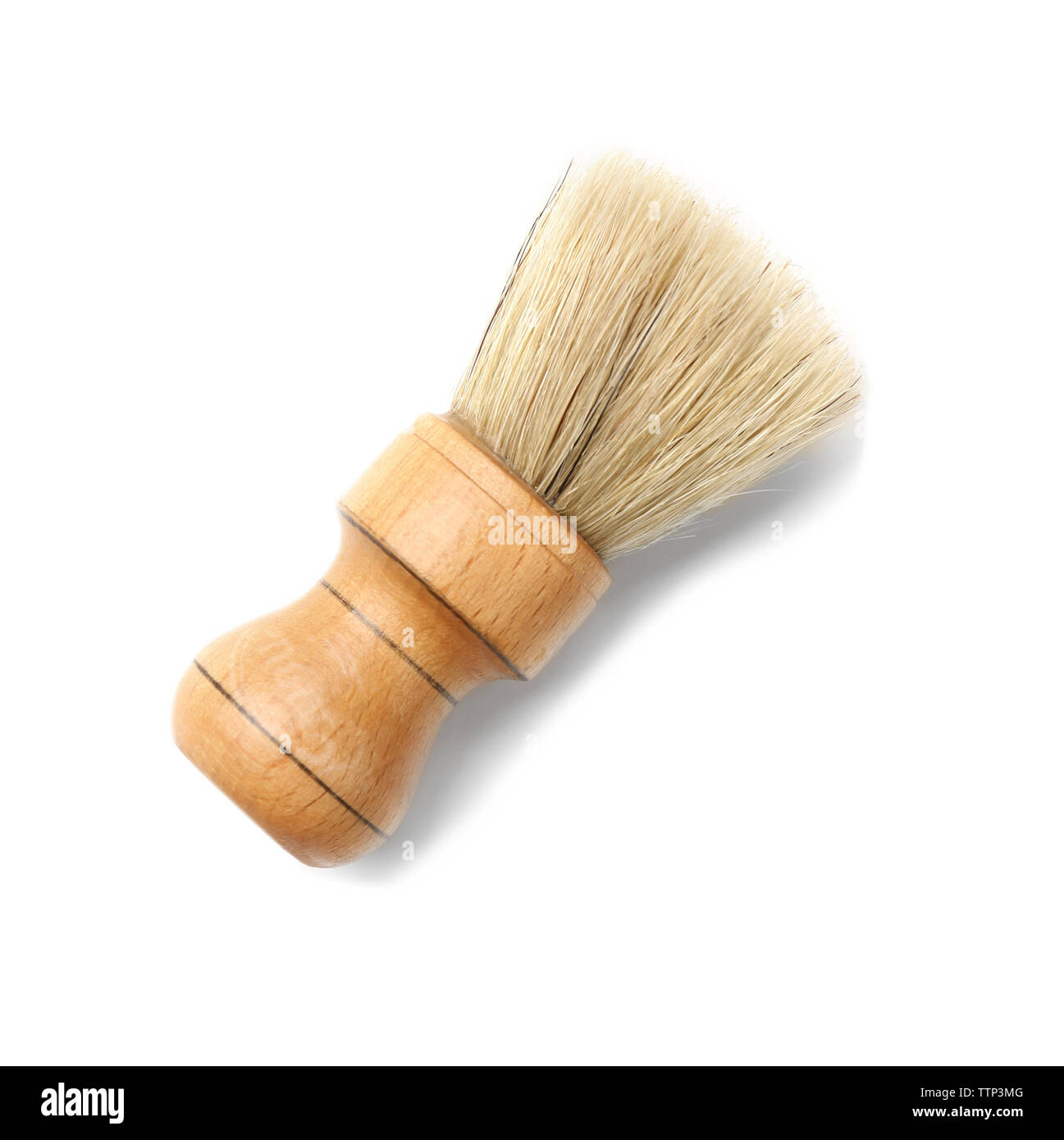 Wooden barber brush isolated on white Stock Photo - Alamy