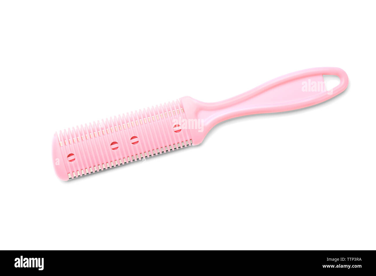 Pink plastic comb isolated on white Stock Photo - Alamy